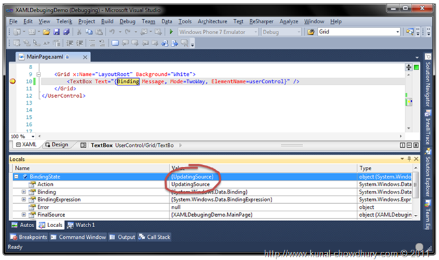 Debugging Data Bindings in XAML with Silverlight 5 Beta | Kunal Chowdhury